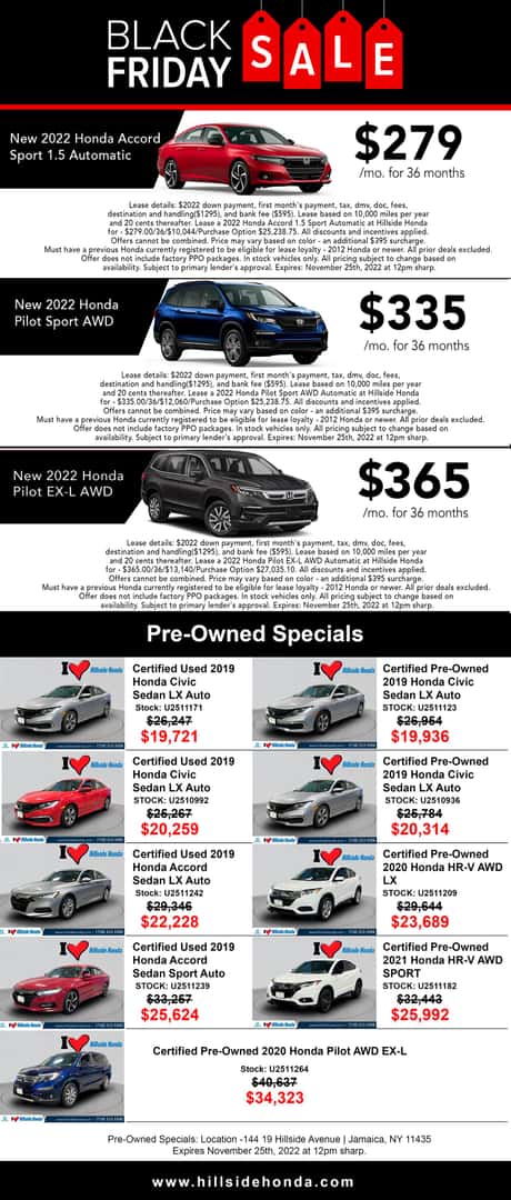 2022 Black Friday Specials | Hillside Honda